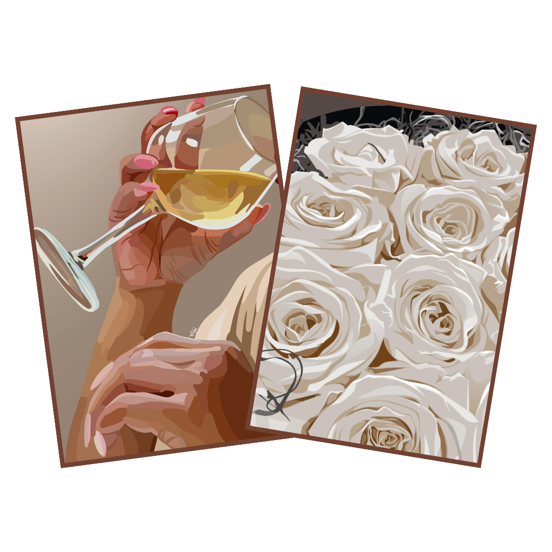 Art Print Bundle : White Wine + White Roses - SmardArt